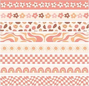 Whaline 82Ft Retro Groovy 70s Bulletin Board Borders Boho Flower Face ...