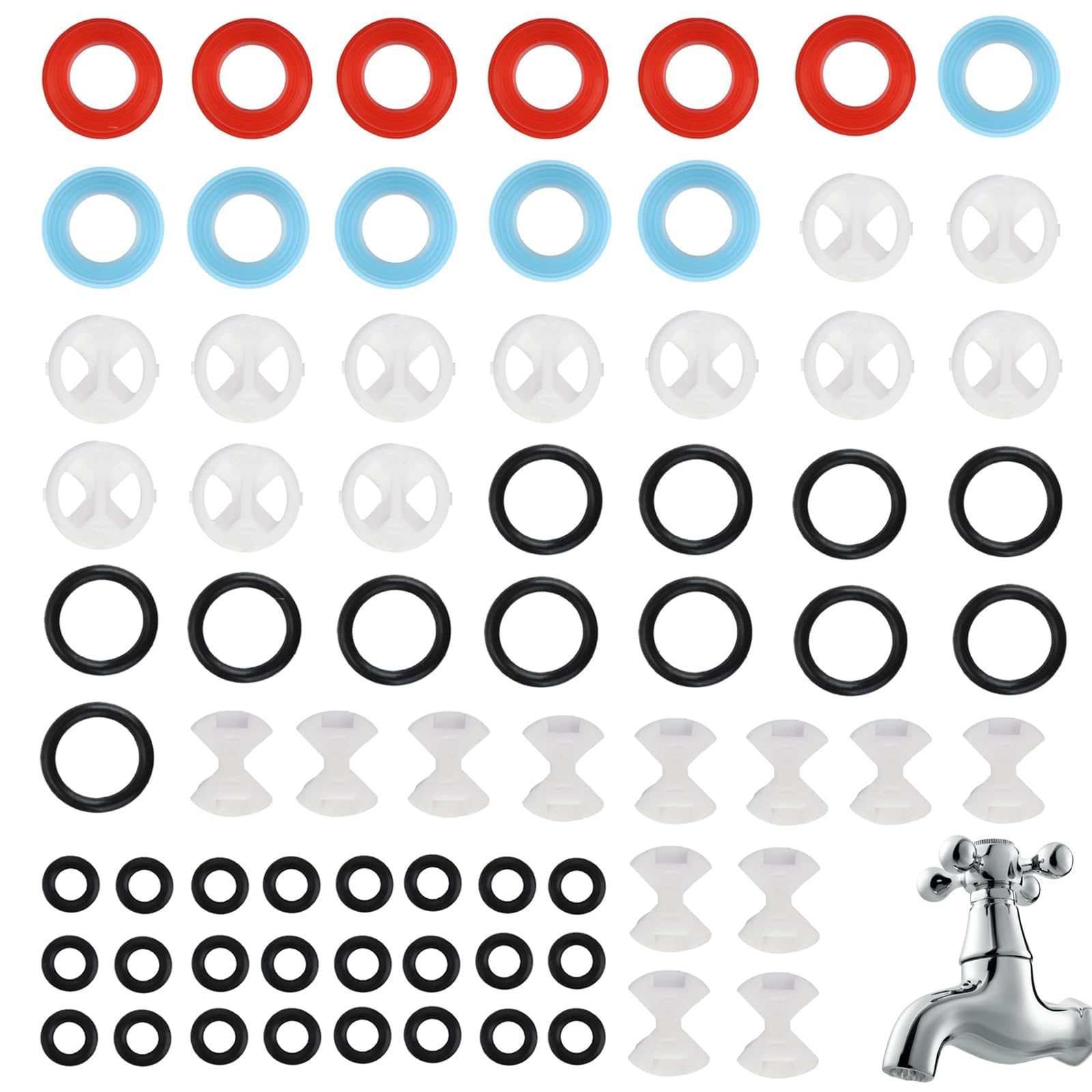 72 Pcs Tap Washers, Tap Washers Assorted Uk, Tap Washers For Mixer Taps ...