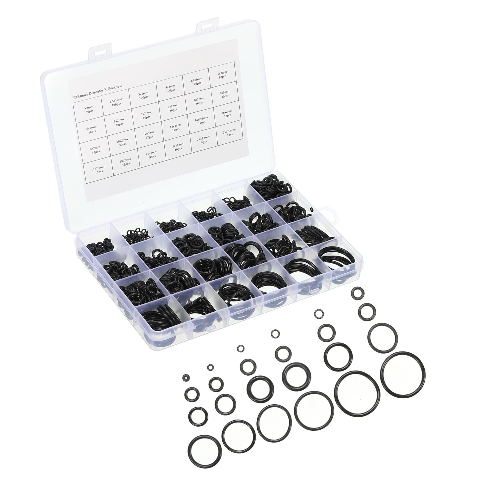 uxcell Nitrile Rubber O-Ring Assortment Kit 950 Pieces 20 Sizes Metric ...