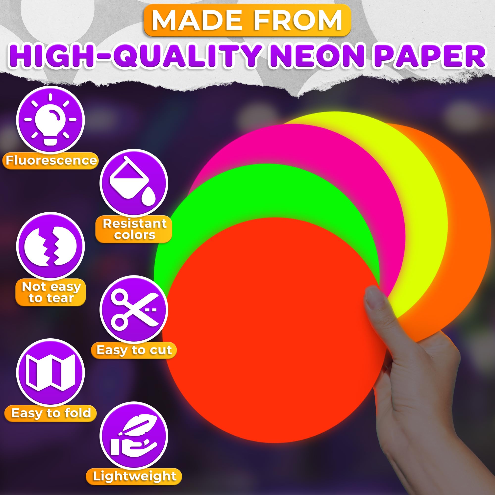 Snapklik.com : 25 Sheets Neon Paper - Neon Construction Paper Neon ...