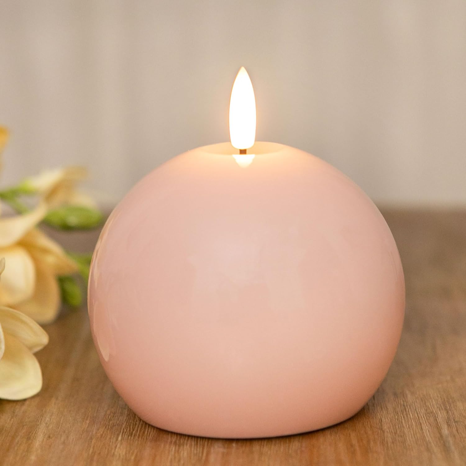Amazon.com: AFINETH Pink Sphere Flameless Candles, Real Wax Battery ...