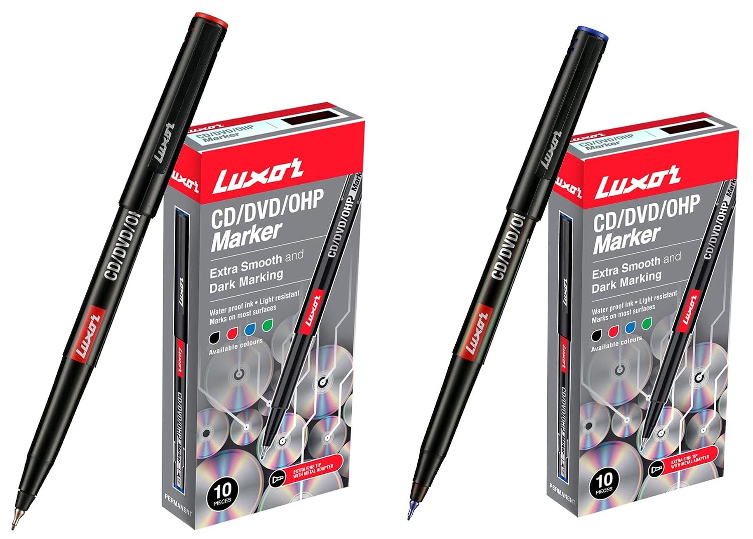 Luxor 1236 CD/DVD/OHP Marker - Red - Box of 10 1236 CD/DVD/OHP Marker ...