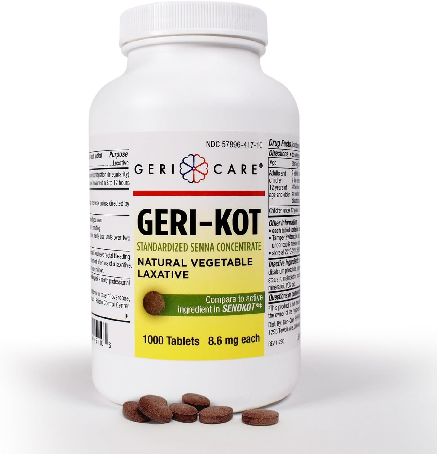 Amazon.com: Geri-KOT Senna Laxative & Stool Softener Tablets, 1000ct ...