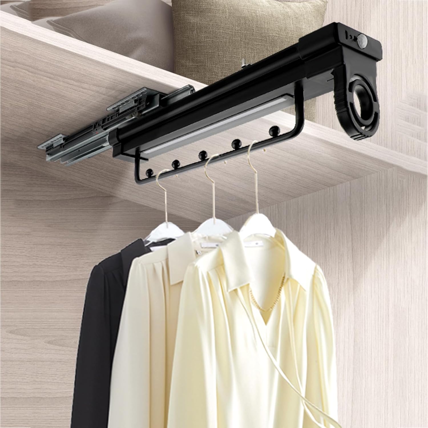Amazon.co.jp: Sliding Hanger, Expandable Rod for Wardrobe, Wall Mounted ...