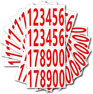 Leliafleury Number Stickers 0-9, 8 Sheets Red Number Stickers ...