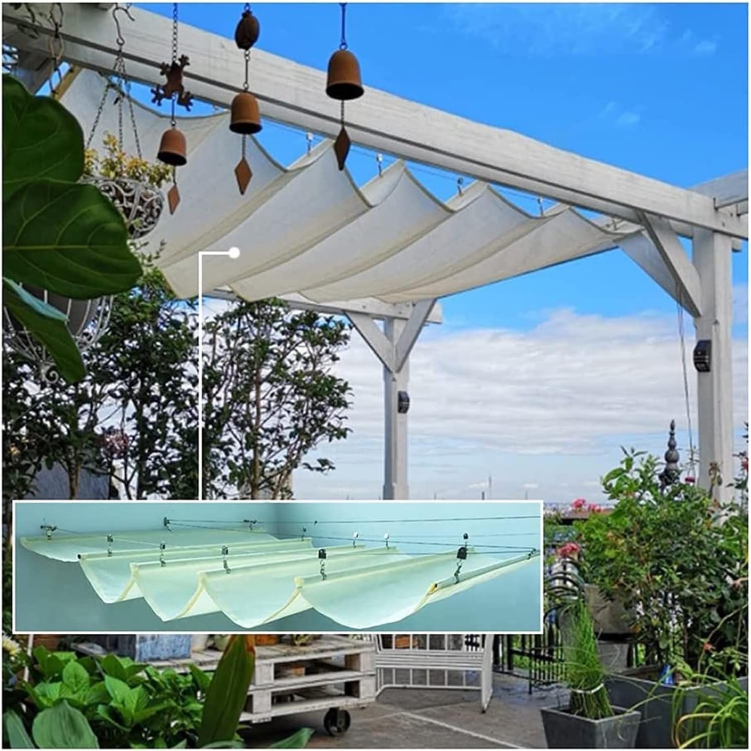 Amazon.com : STRMAX Sun Shade Sail, Retractable Wave Shade Sails Sun ...