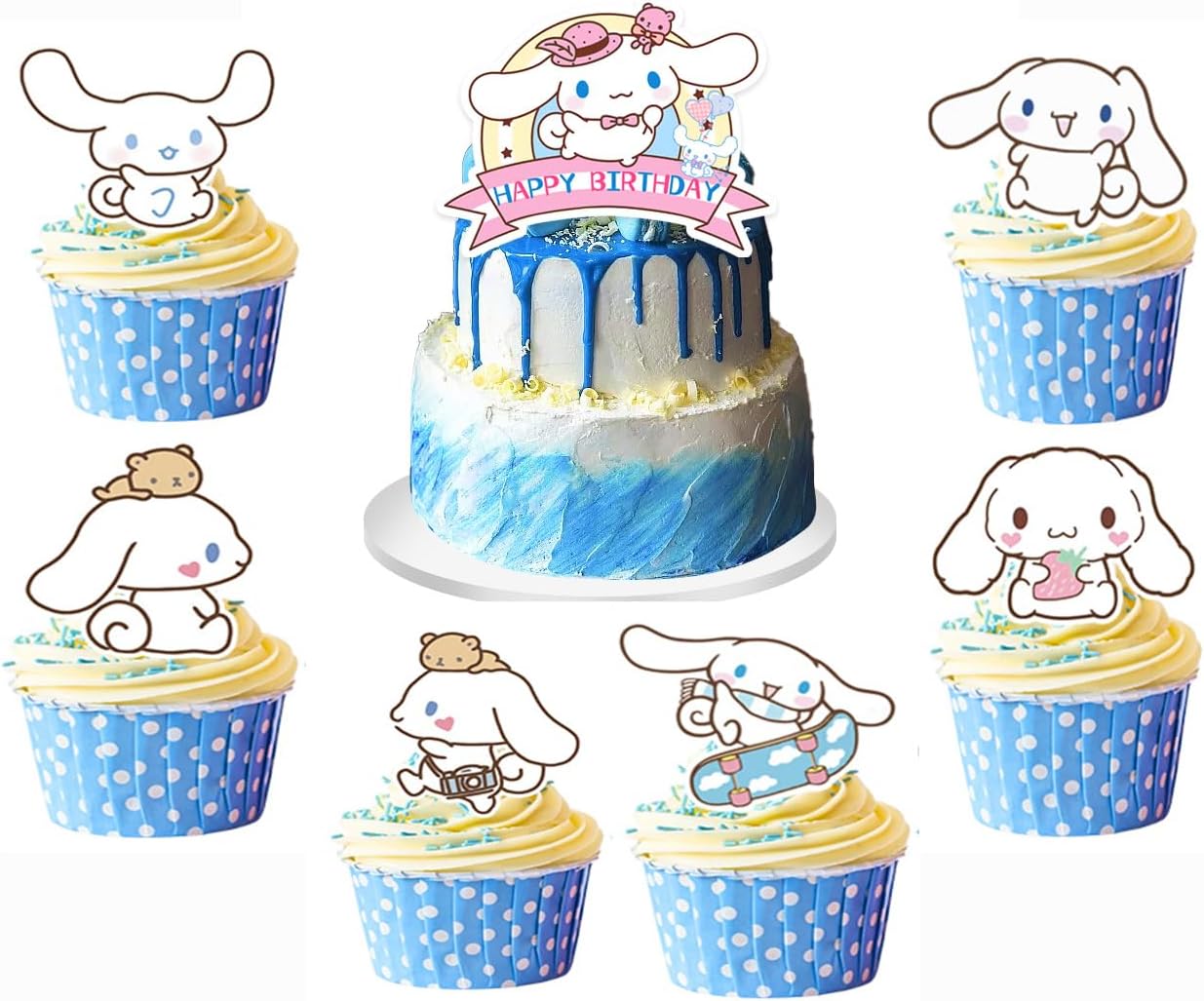 Amazon.com: 25pcs Cinnamoroll Cake Toppers Cupcake Toppers Cake ...