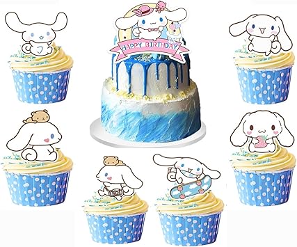 Amazon.com: 25pcs Cinnamoroll Cake Toppers Cupcake Toppers Cake ...