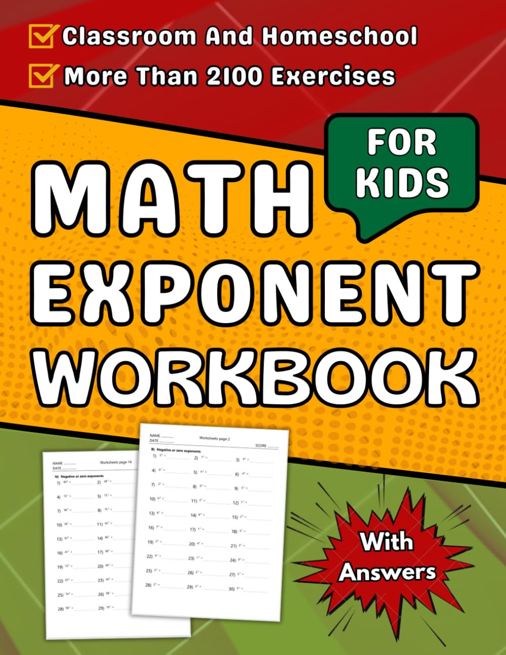 Exponents Workbook For Kids: Math Exponents Practice Workbook For Kids ...