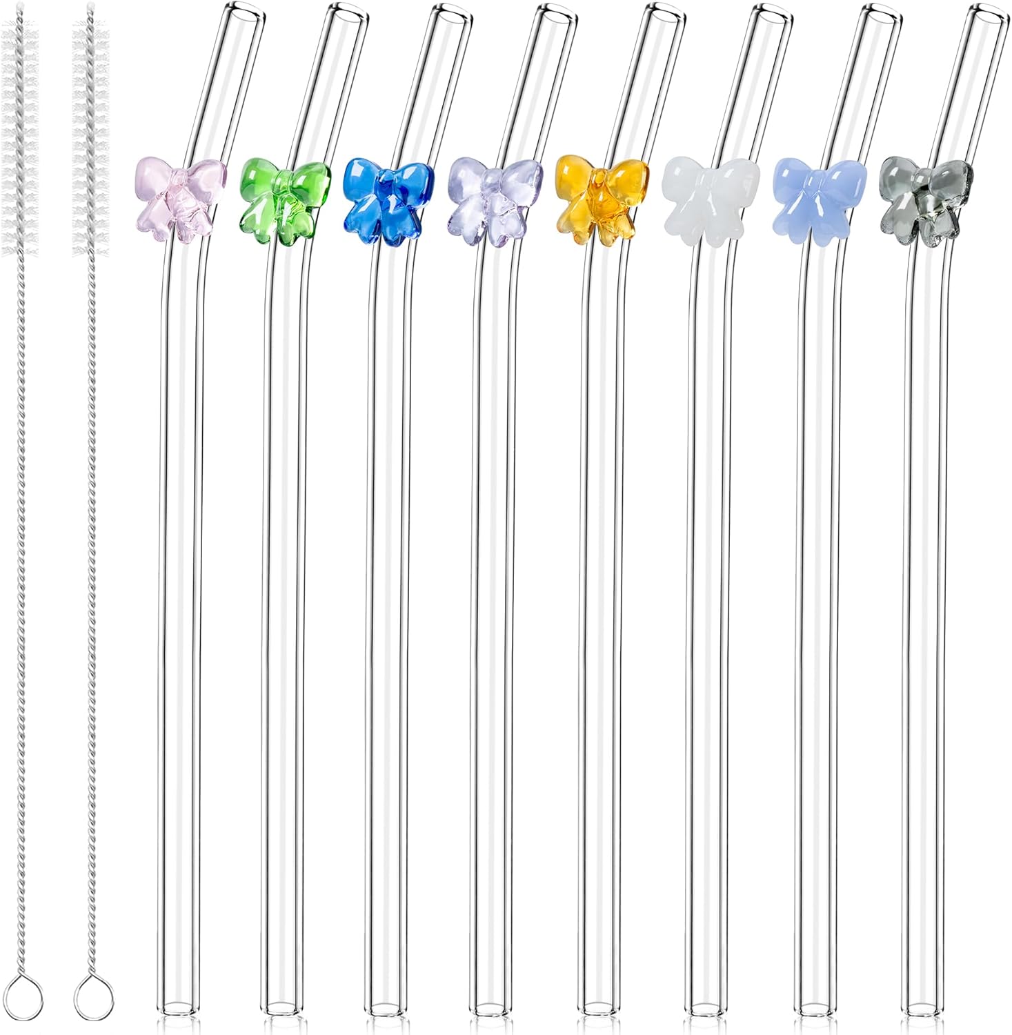 Amazon.com: 8 Pcs Fashionable Glass Straws with Bow Charms ...