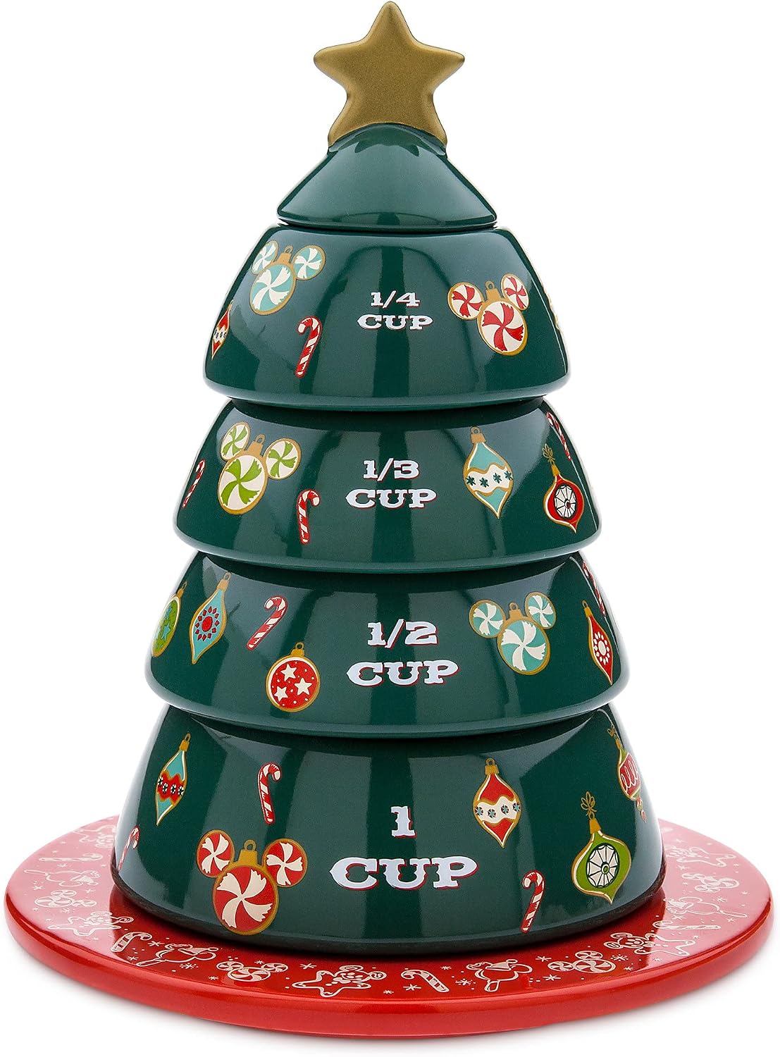 Amazon.com: Disney Mickey Mouse Christmas Tree Stacking Measuring Cup ...