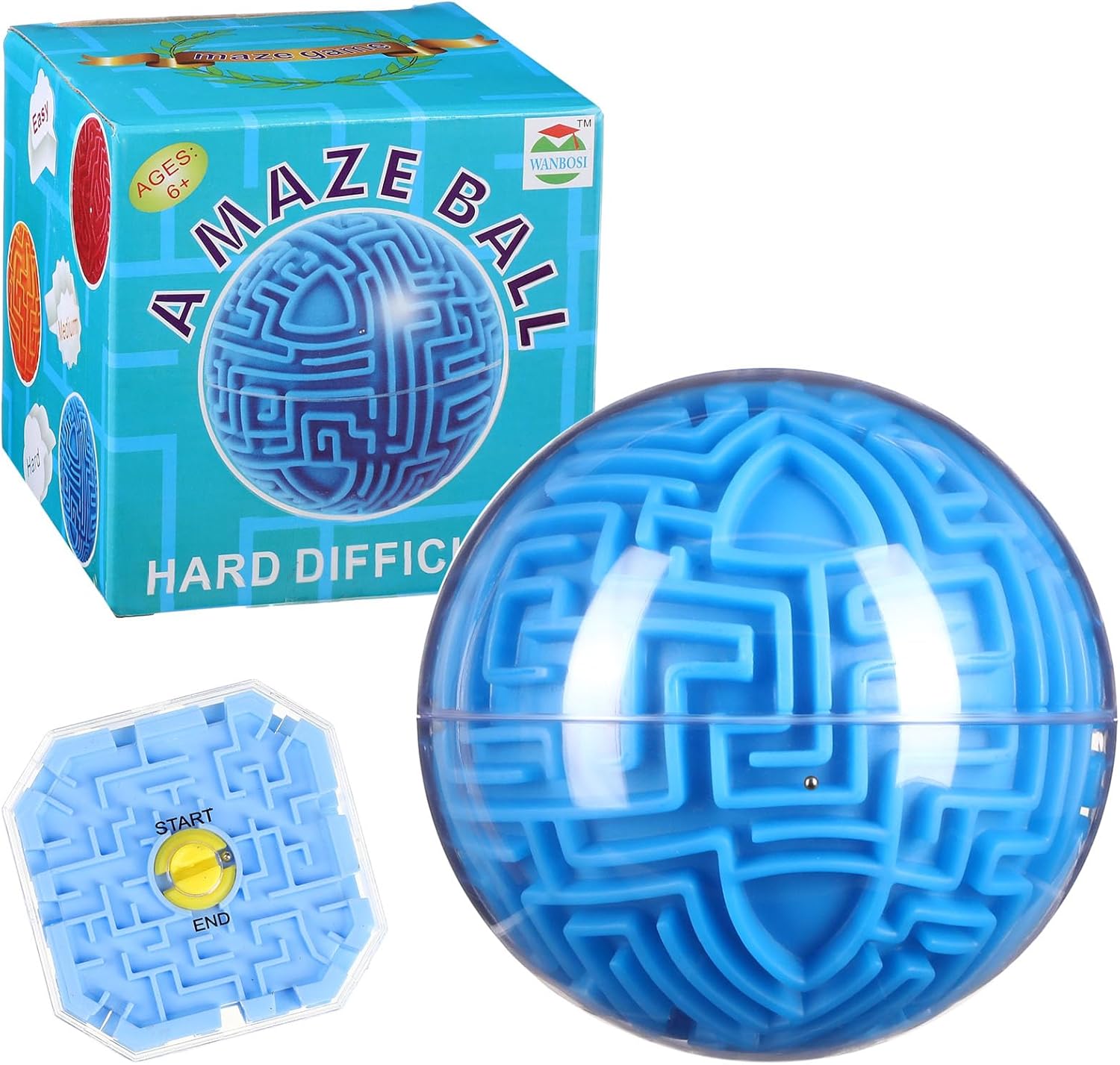 Amazon.com: Sratte 3D Maze Ball Brain Teasers Puzzle Games 3D Mini Cube ...