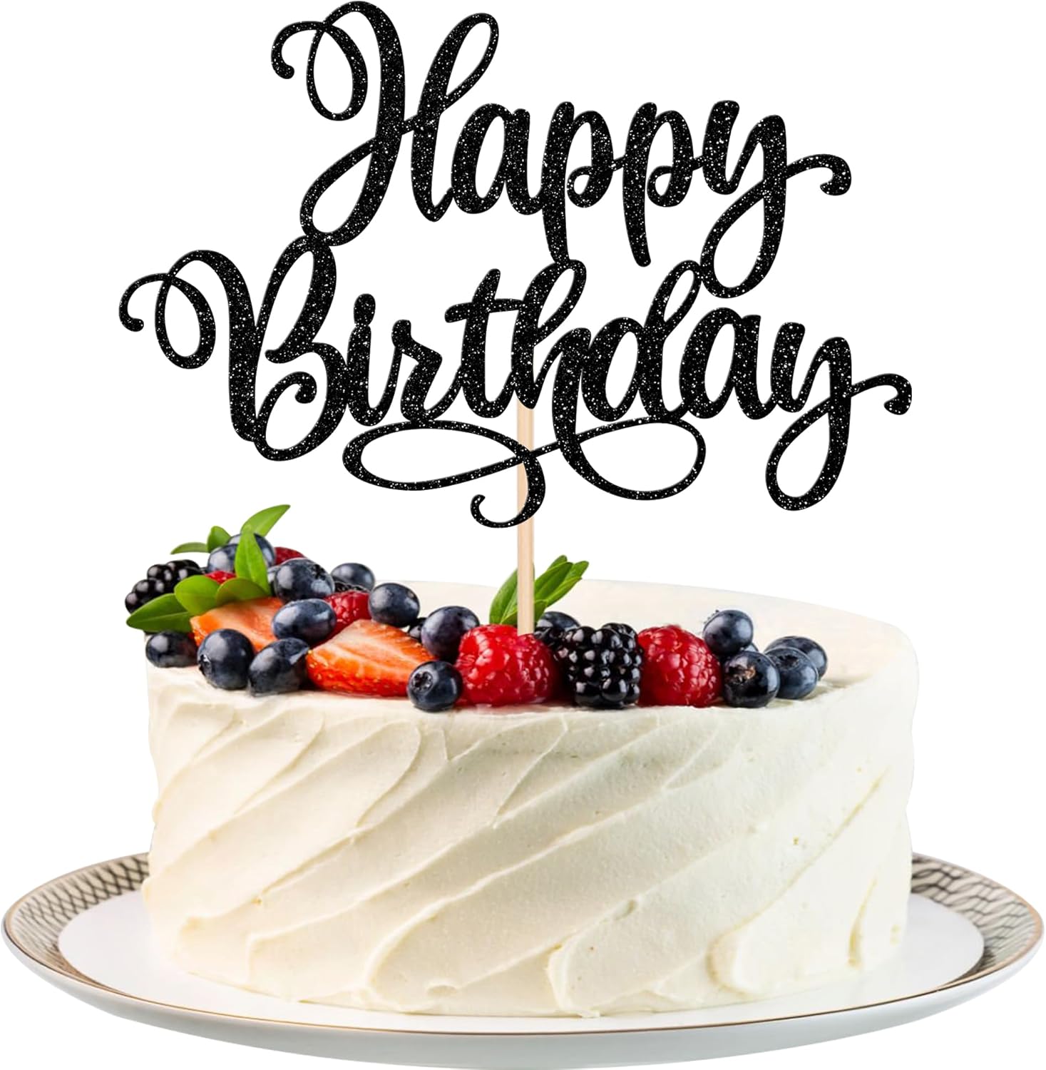 Amazon.com: ZHUOWEISM 1 PCS Happy Birthday Cake Topper Glitter Happy ...