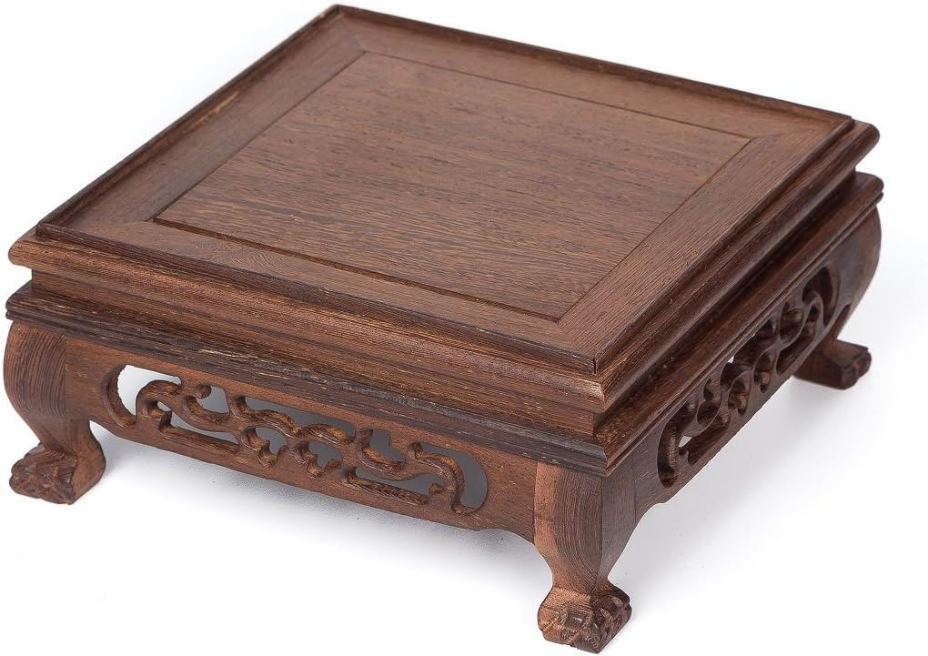 Amazon.com: Chinese Display Stand Square Shape Tiger Feet Carved Solid ...