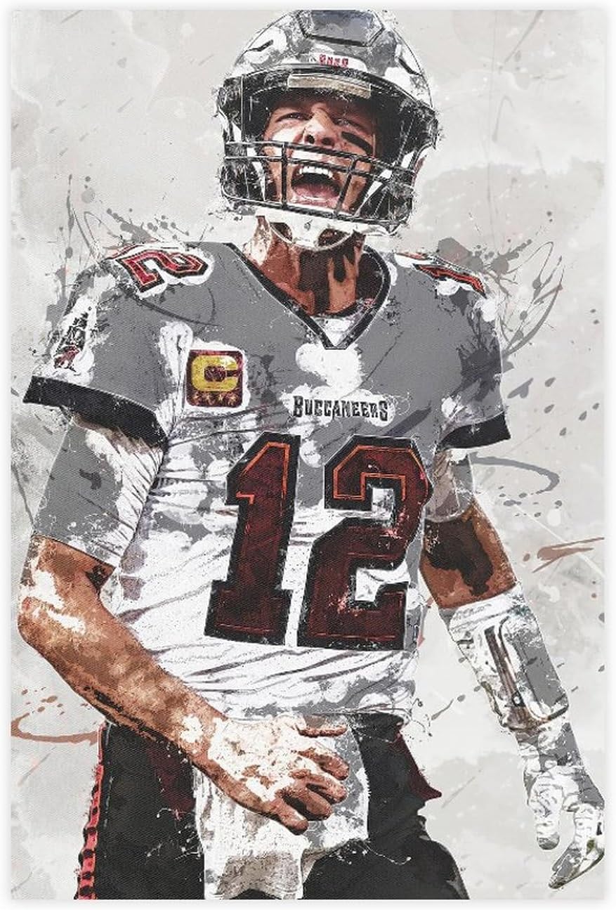 Amazon.com: Tom Brady Posters Football Canvas Posters Wall Art Decor ...