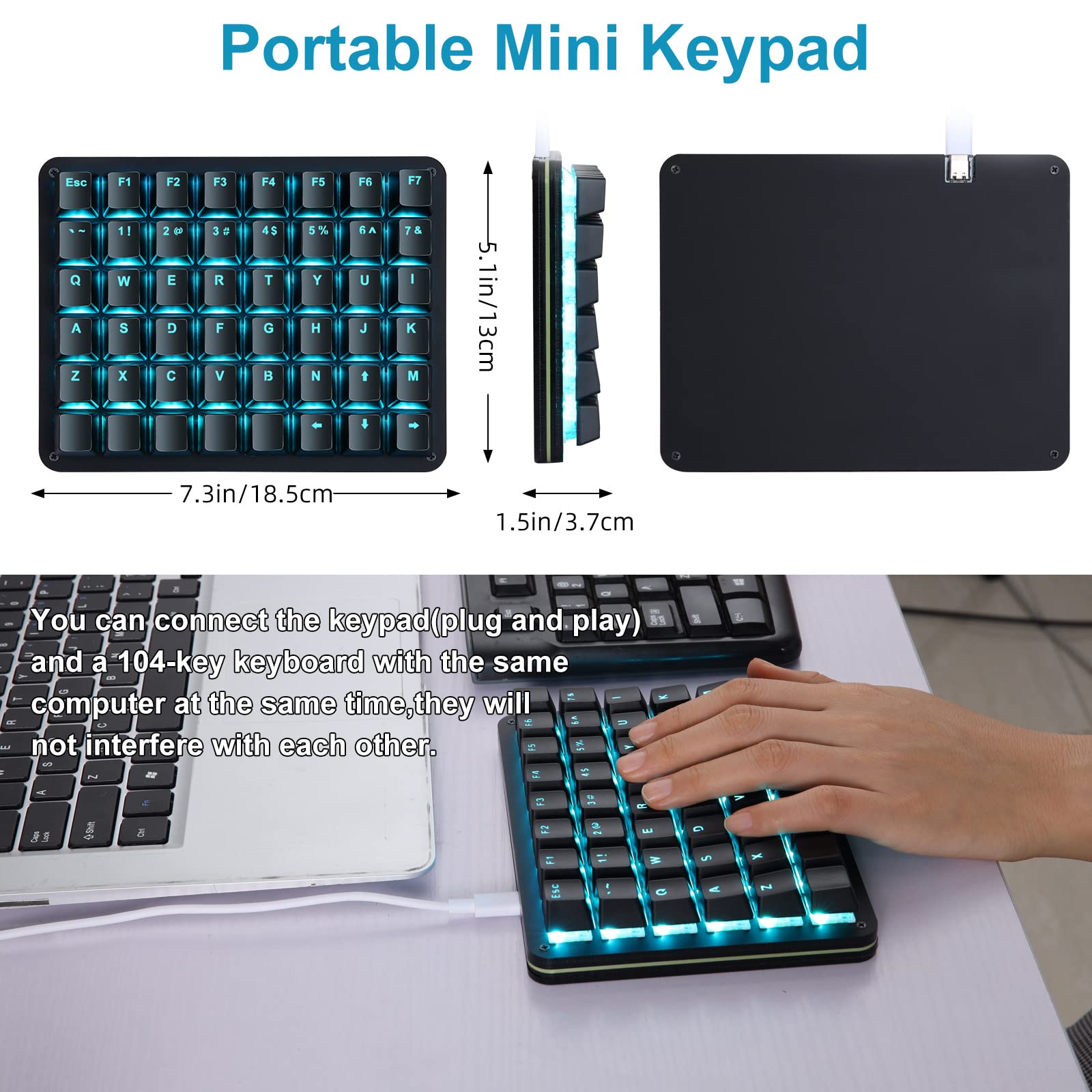 Snapklik.com : Single-Handed Macro Mechanical Keyboard, Blue LED ...