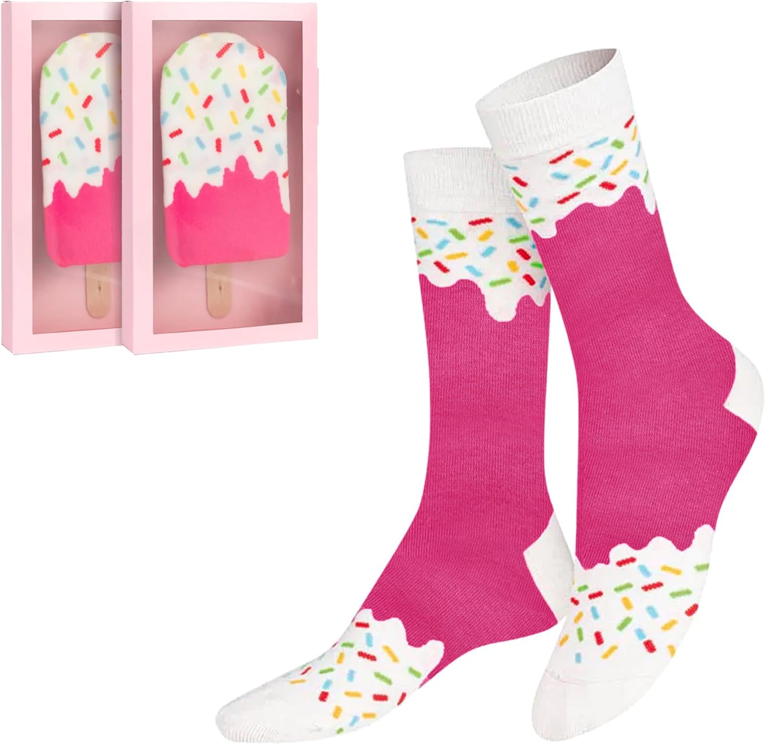 Amazon.com: MEANT2TOBE | Adorable Ice Cream Socks 2Pcs For Women and ...