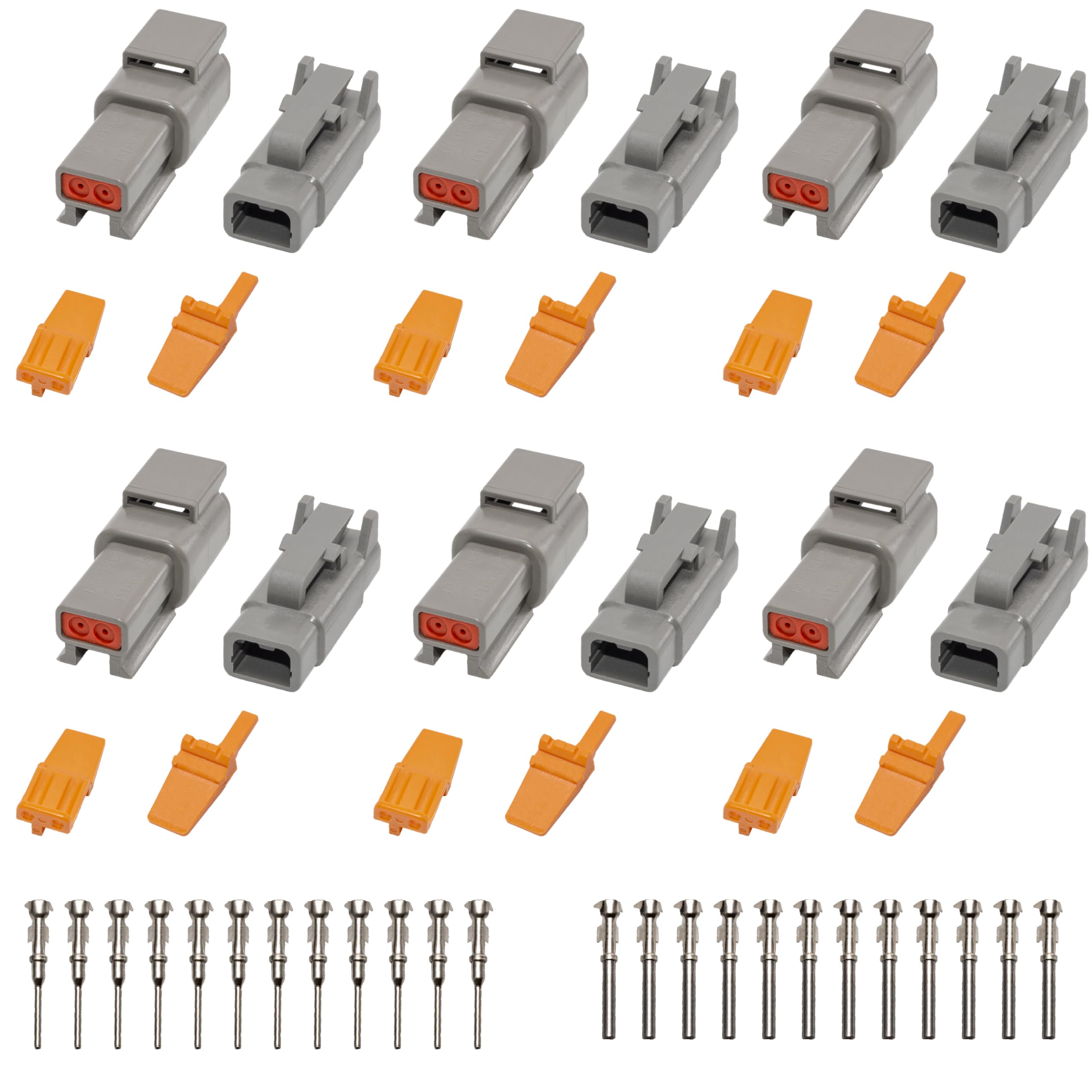 Amazon.com: Deutsch DTM Grey 2 Pin Connectors 6 Sets, Waterproof ...