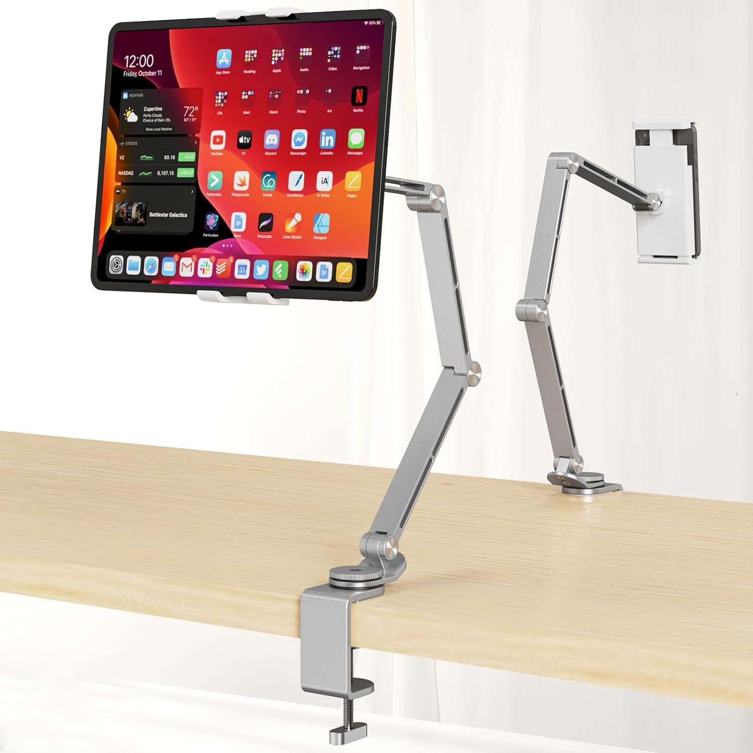 Amazon.com: Tablet Stand Holder, Adjustable Foldable Tablet Arm iPad ...