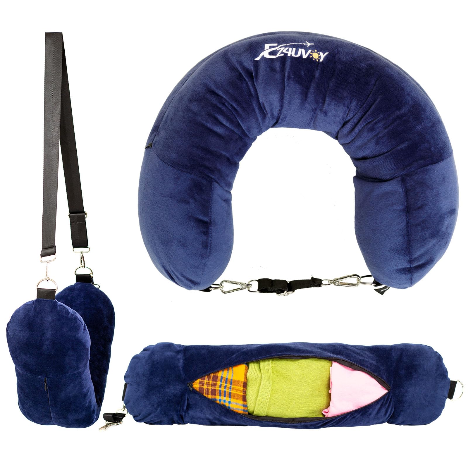 Amazon.com: EZ4UVOY Travel Neck Pillow Stuffable with Clothes ...