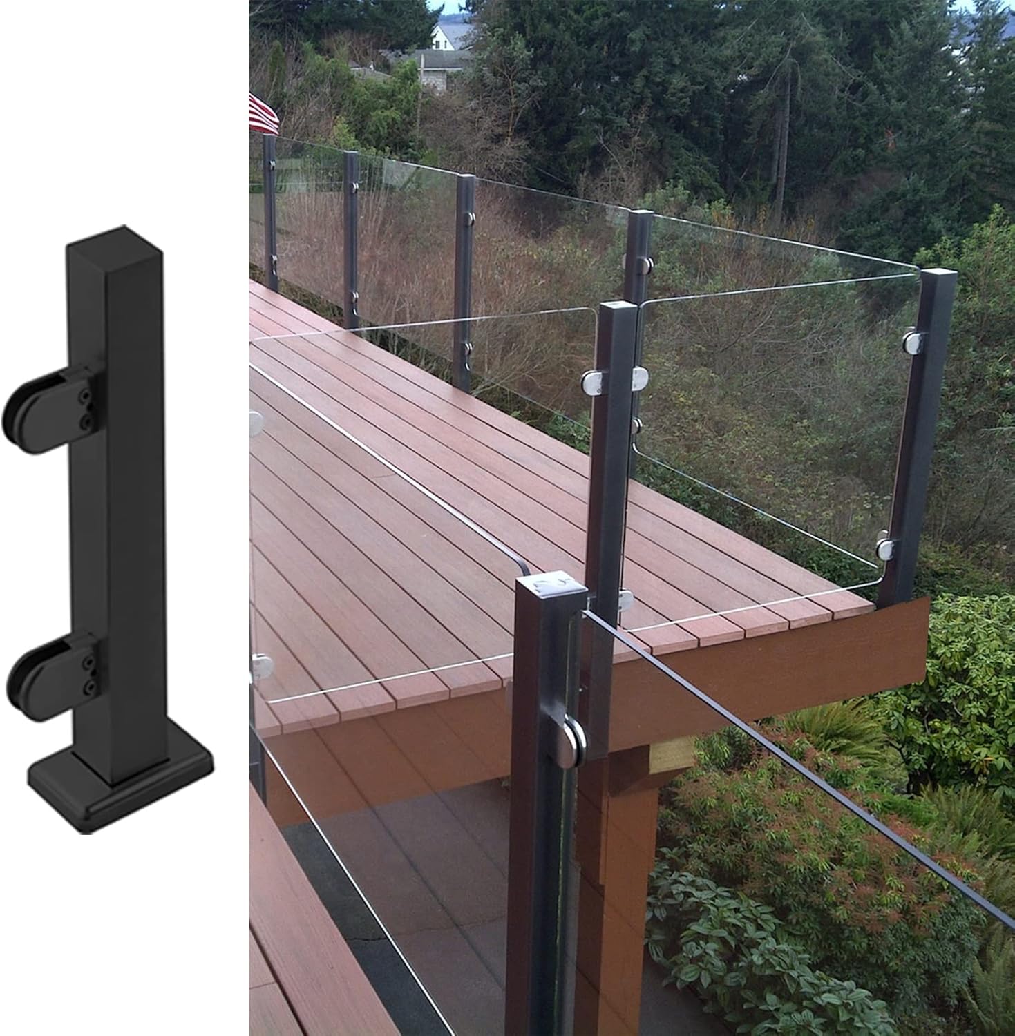 Balustrade Posts Black Glass Balustrade Railing Post, Indoor Outdoor ...