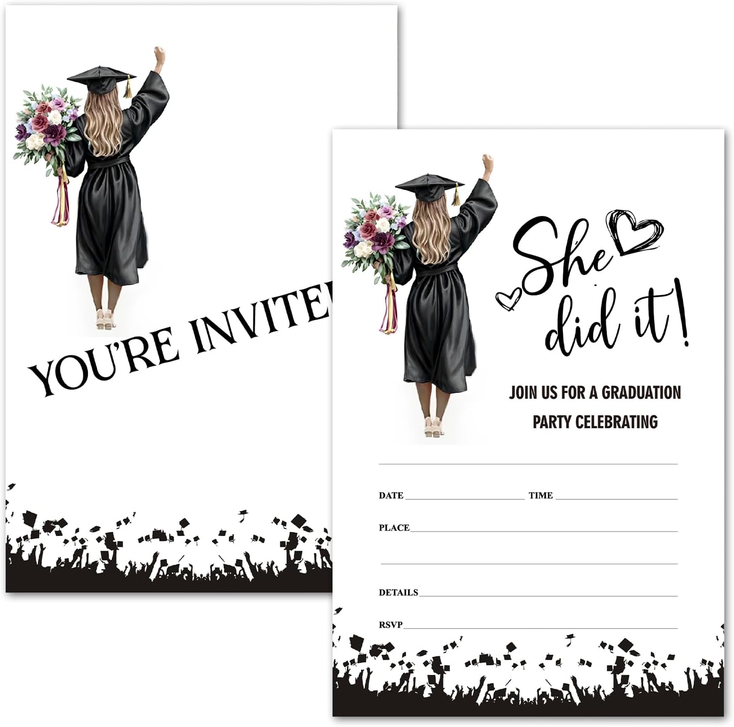 Amazon.com : ZSHFMY Graduation Party Invitations, She Did It Graduation ...