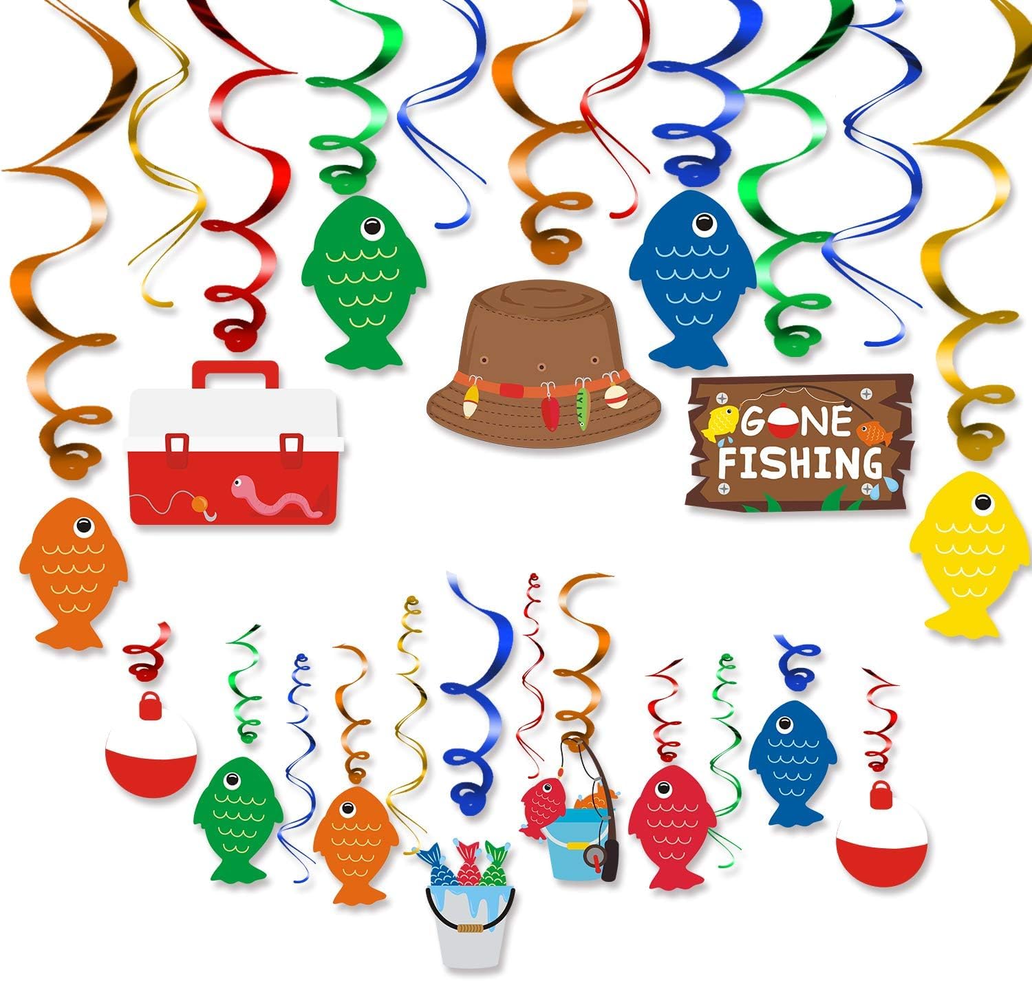 Amazon.com: 30CT Gone Fishing Party Decorations Fishing Banner Fish ...