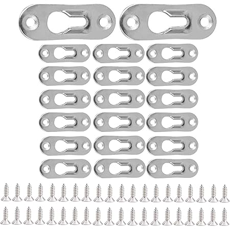 20 Pcs Metal Fasteners Keyhole Hangers with 40 Pcs Screws Keyhole ...