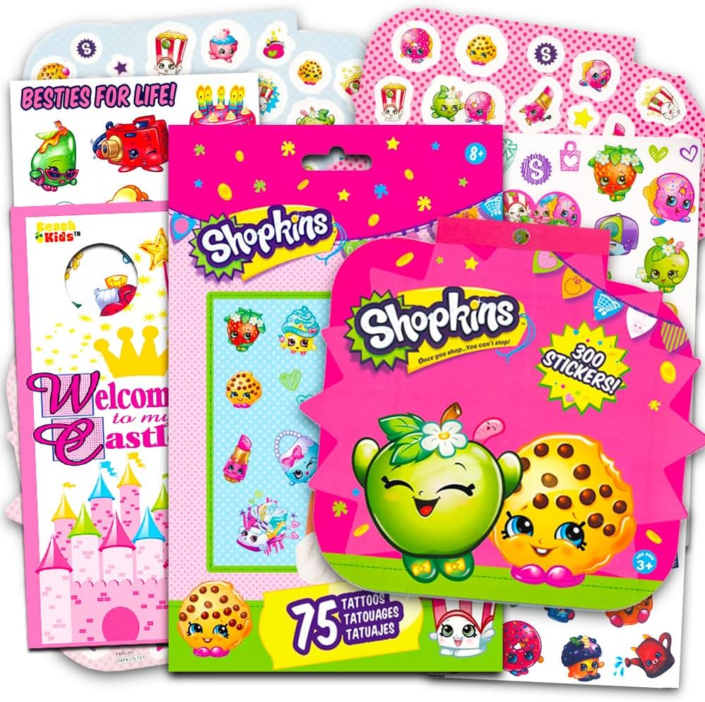 Amazon.com: Shopkins Stickers and Tattoos Party Favors Pack - 75 ...