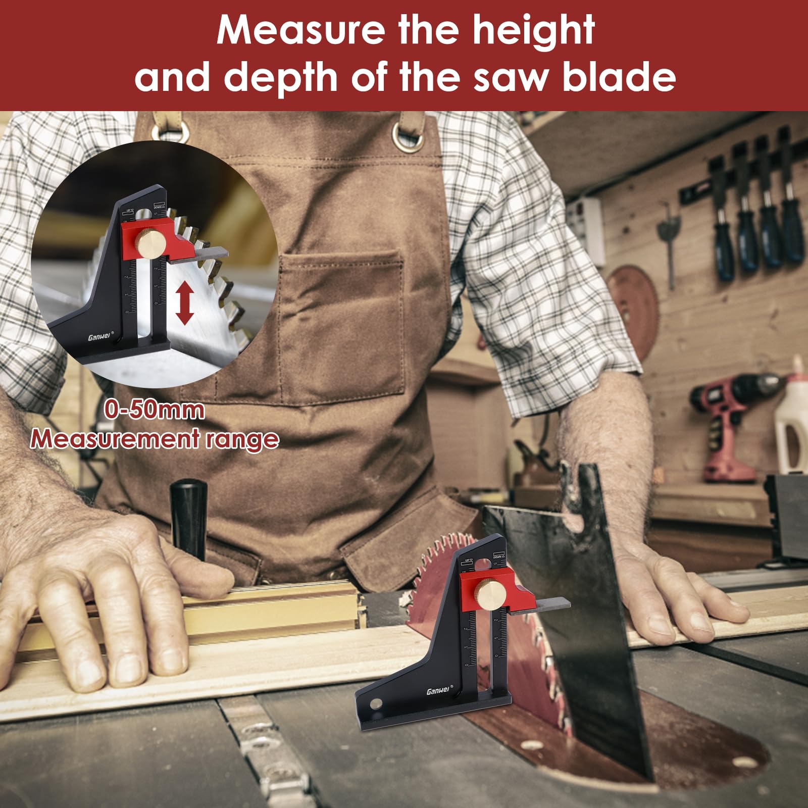 Depth Gauge Tool Magnetic Table Saw Depth Gauge - Aluminum Blade Height ...