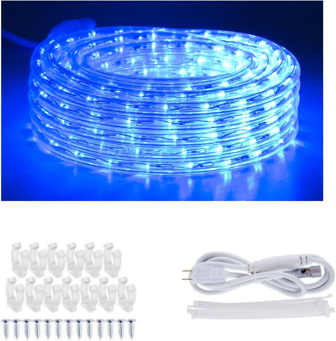Amazon.com : JUNWEN 40ft Blue Led Rope Lights, Waterproof, 432LEDs ...