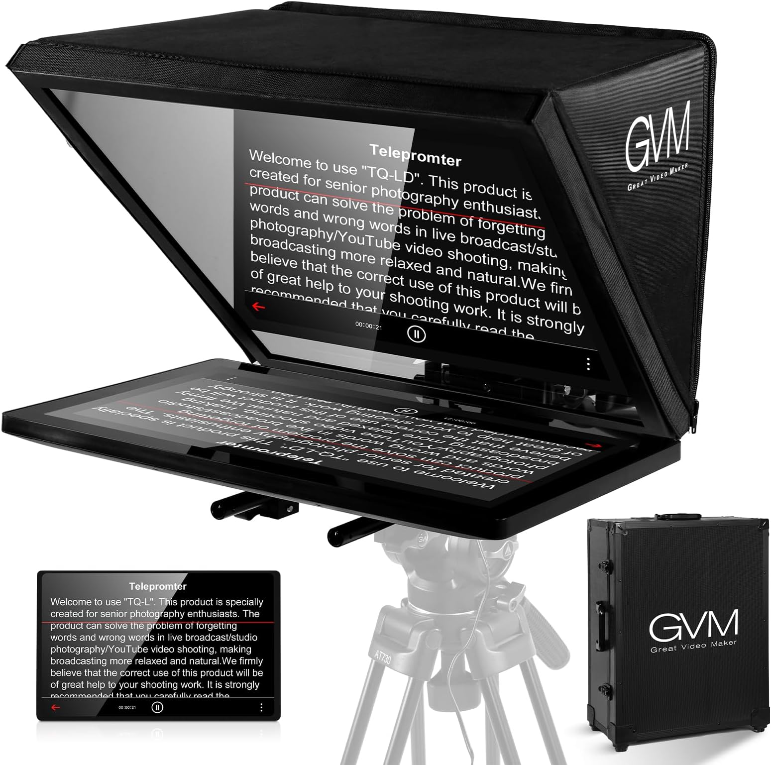 Amazon.com : GVM 18.5'' Teleprompter Kit with Display, Aluminum Alloy ...