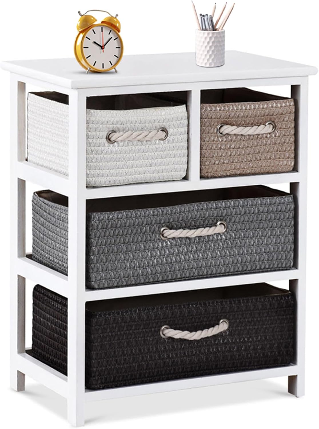 Amazon.com: TUOCHUFUN Fully Assembled Nightstand with 4 Rattan Wicker ...