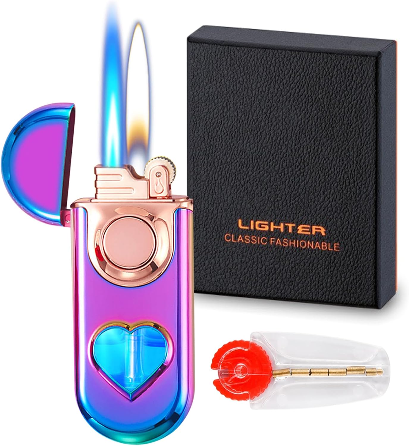 Amazon.com: Torch Lighter, Dual Flame Butane Lighter Refillable ...