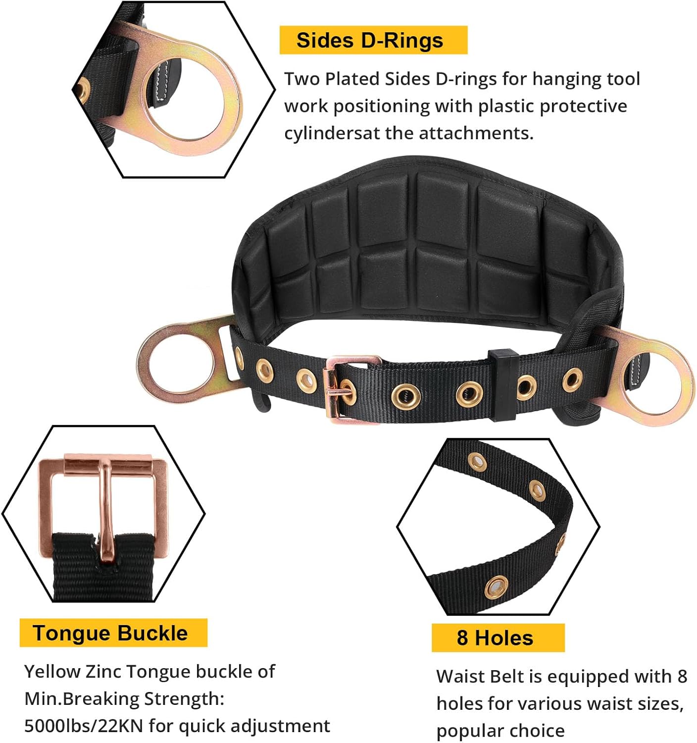 TRSMIMA Safety Harness Climbing Belt – Black Body Fall Protection Men ...