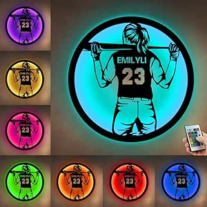 Amazon.com : ASD Jewerly Custom Name & Number Softball Wall Art ...