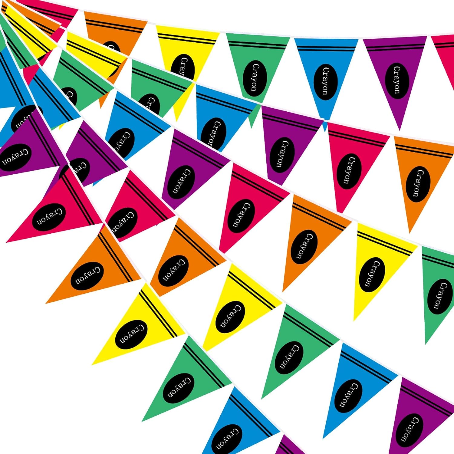 Amazon.com: VitalCozy 5 Pcs Rainbow Crayon Pennant Banner Flags 49 Ft ...