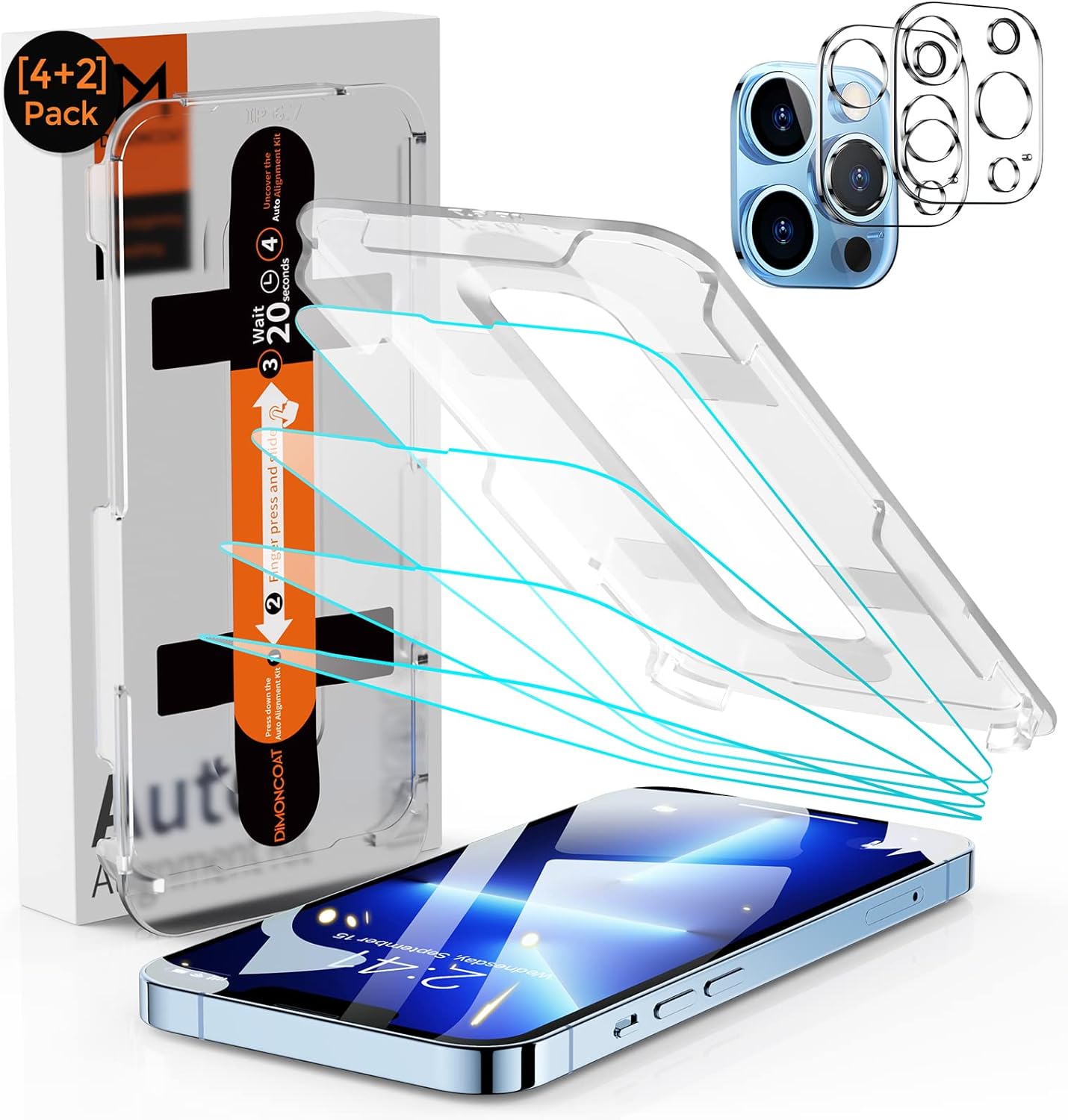 Amazon.com: [4+2 Pack] [Auto Alignment Kit] Screen Protector Compatible ...
