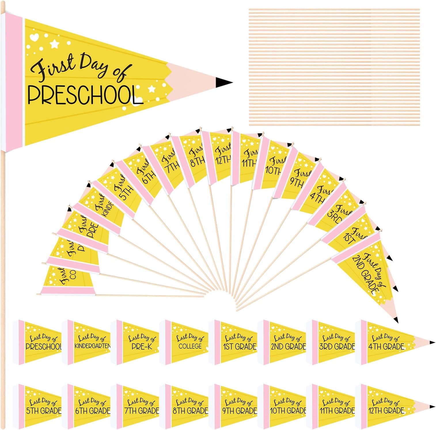 Amazon.com: CINPIUK First Day of School Flag DIY 2024 Back to School ...