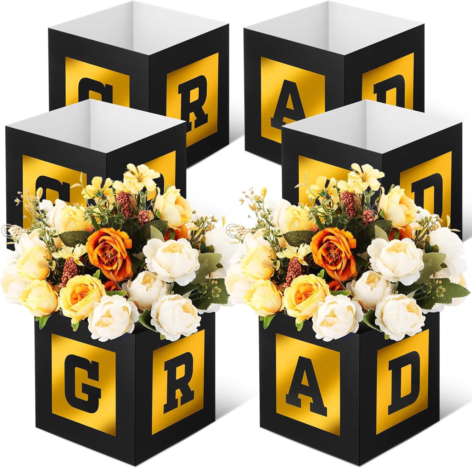 Amazon.com: 6 Pcs Black and Gold Graduation Table Centerpieces Boxes 7 ...