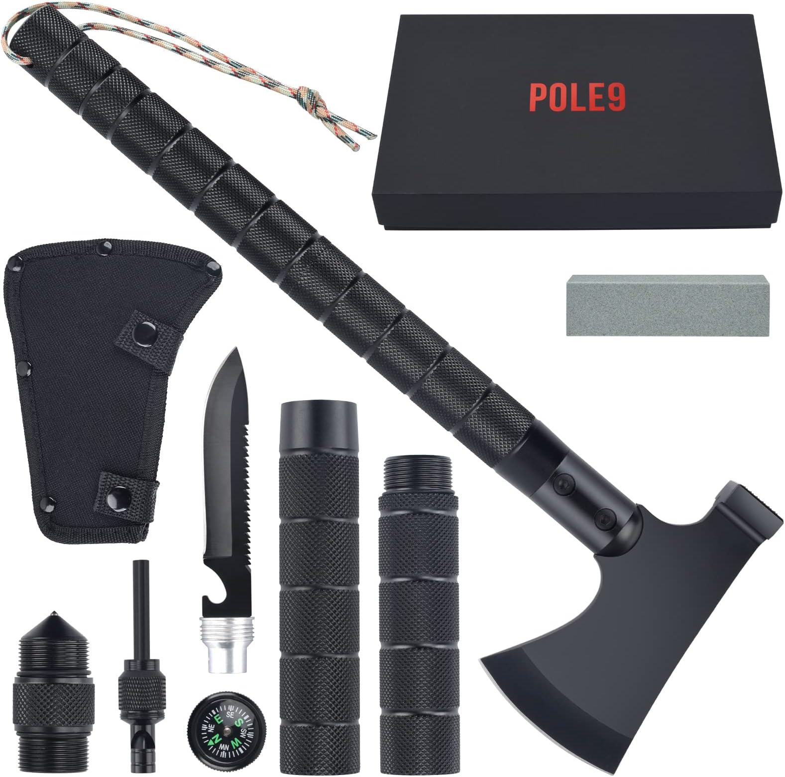 POLE9 Survival Axe 11-in-1 Multitool Axe - Outdoor Axe with 11 ...