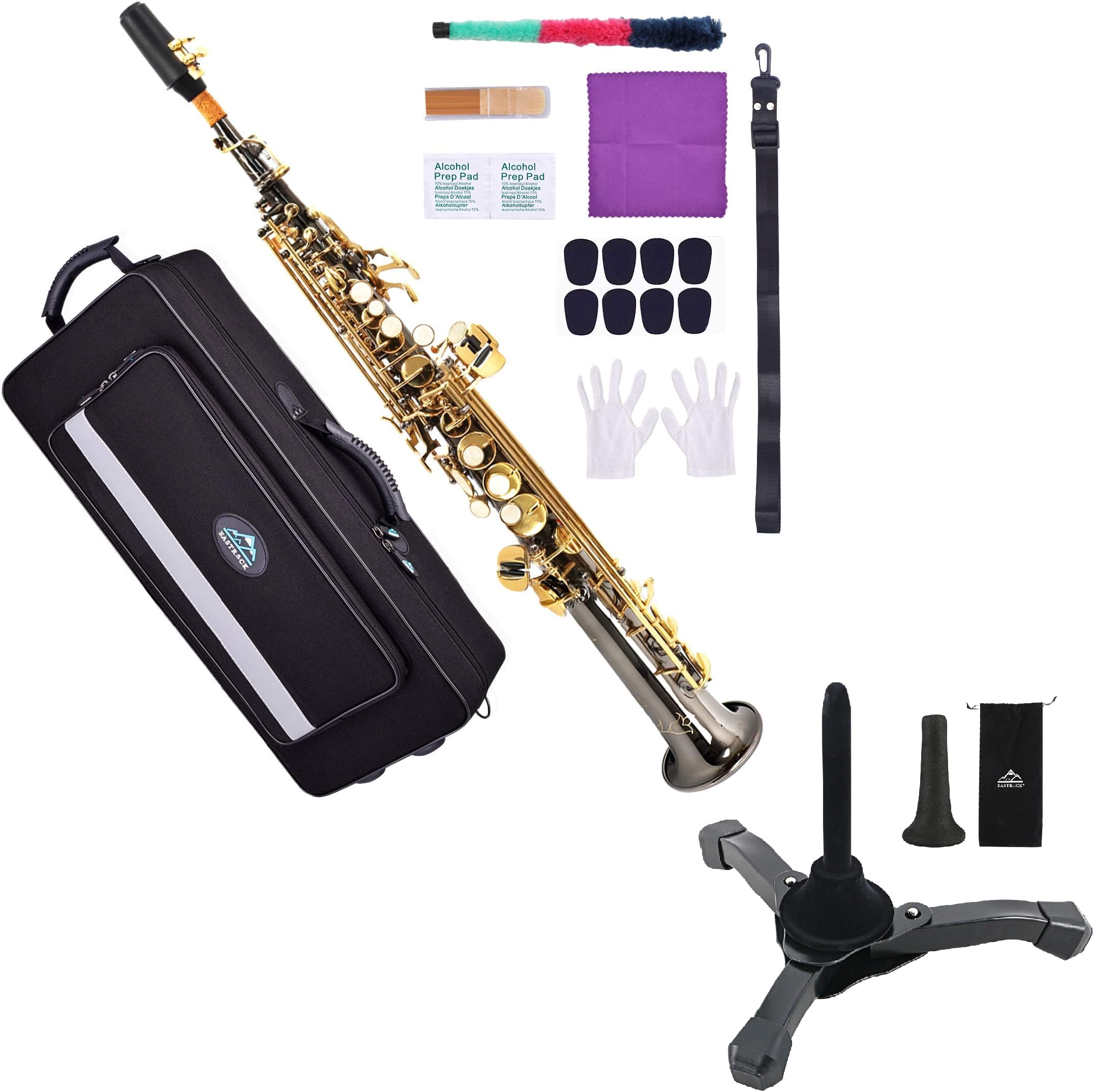 Amazon.com: EASTROCK Black Nickel Bb Soprano Saxophone Straight Sax and ...