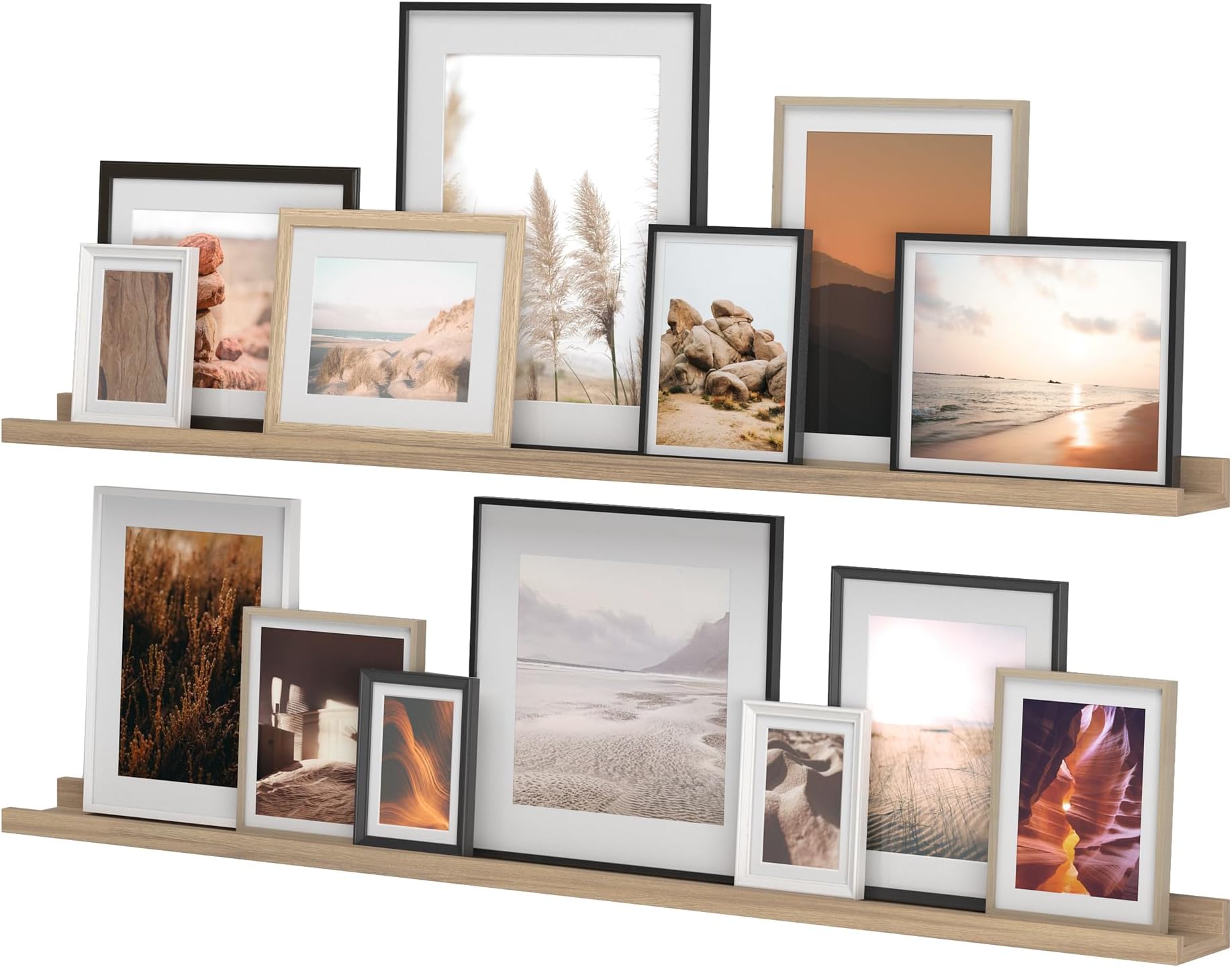 Amazon.com: O&K FURNITURE Set of 2 Picture Wall Ledge for Photo Frames ...