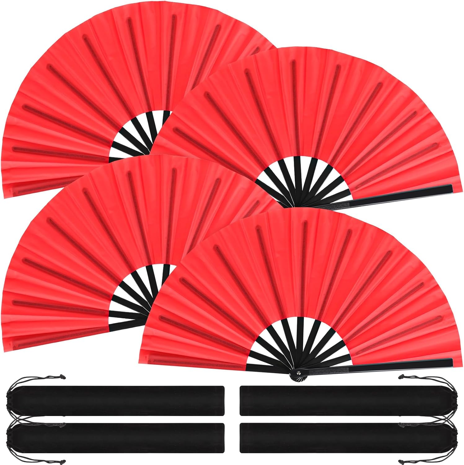 Amazon.com: Blulu 4 Pcs Large Folding Fans for Line Dancing Big Silk ...