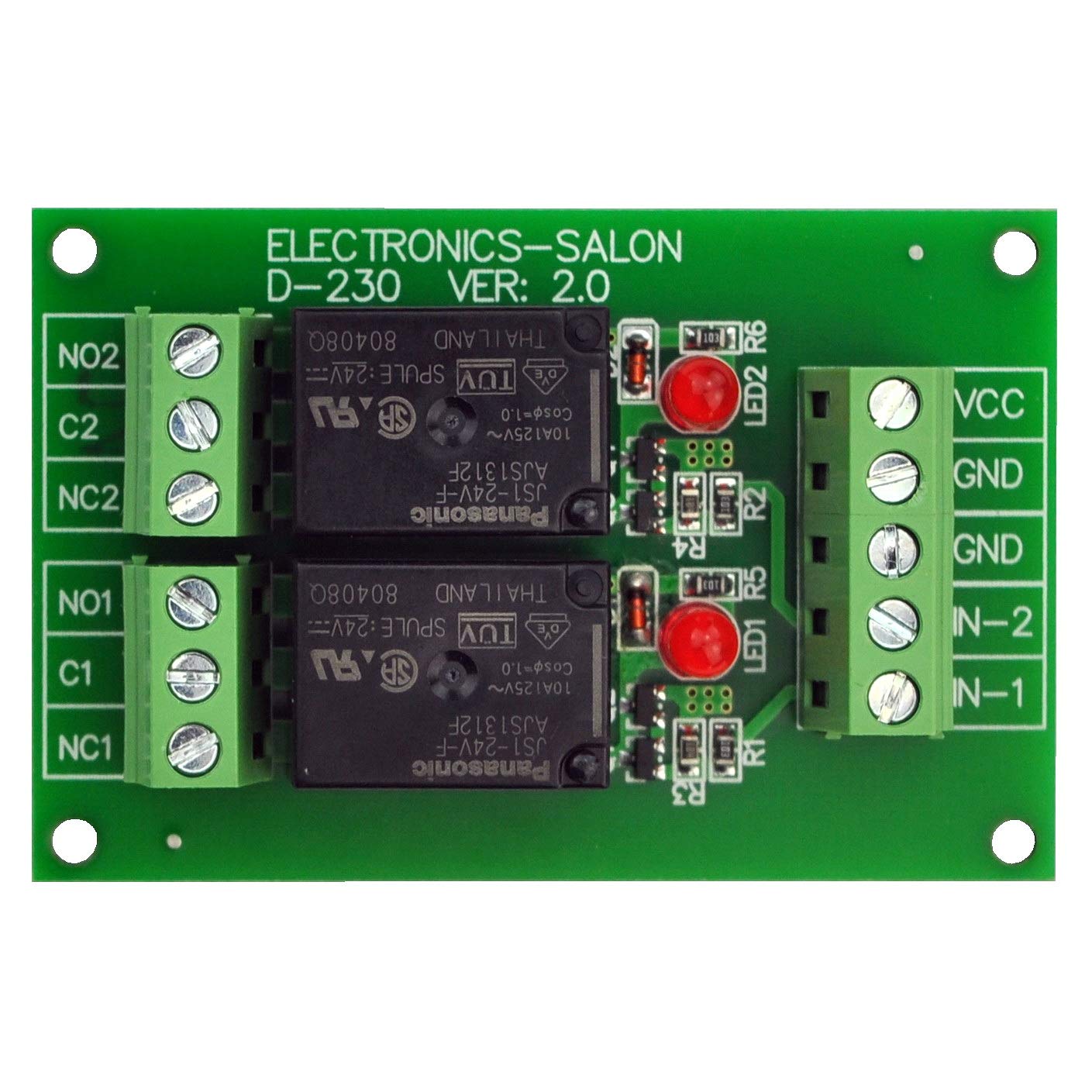 Amazon.com: Electronics-Salon 2 SPDT 10Amp Power Relay Module, DC 24V Version. : Industrial ...