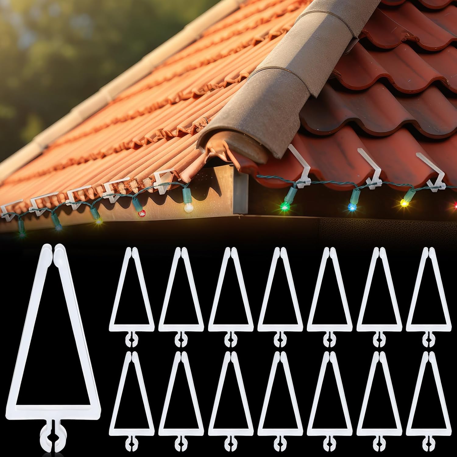 Amazon.com: Yousoontic 25 Pcs Christmas Light Clips, Gutter Light Clips ...