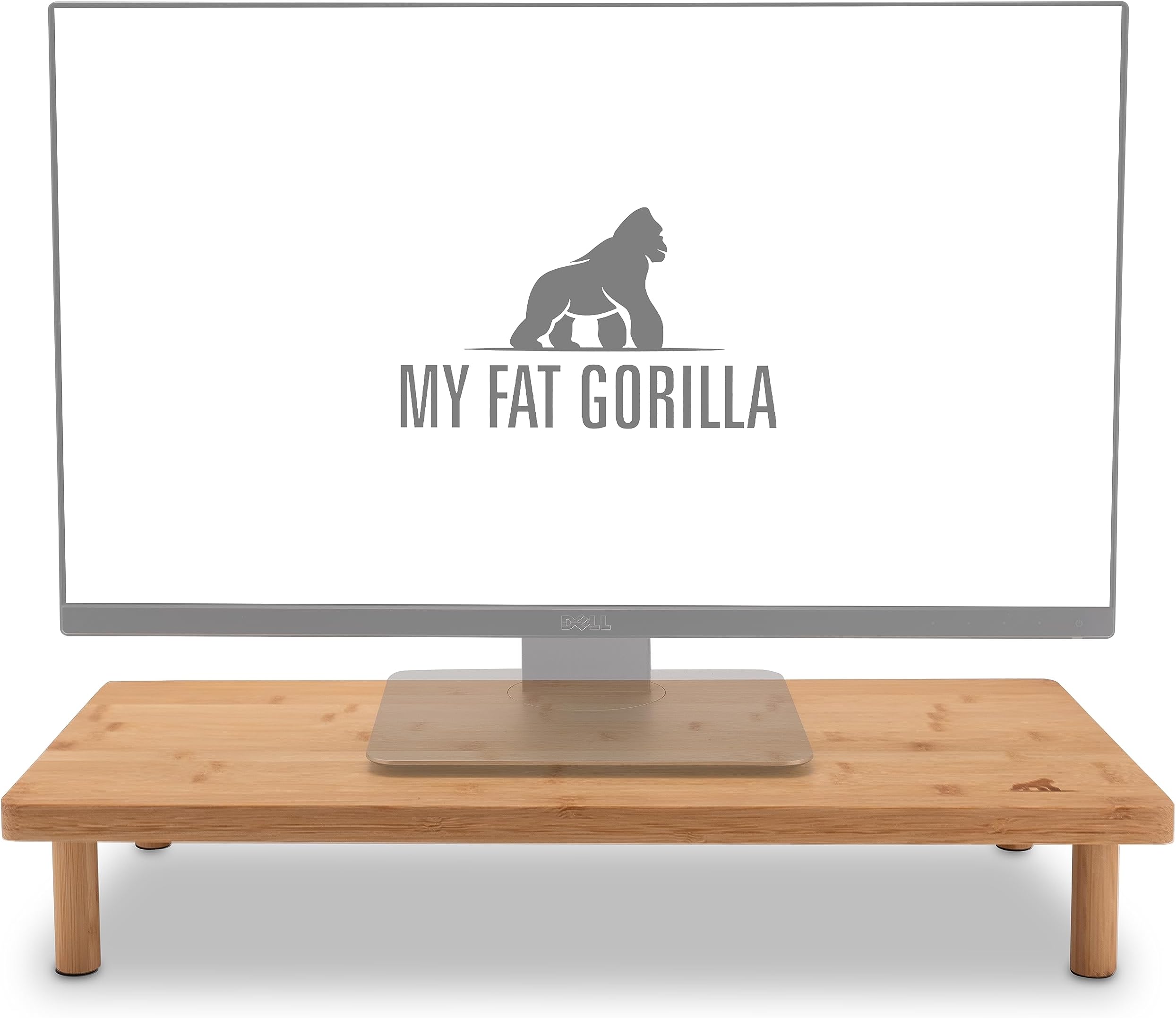 MY FAT GORILLA Ergonomic Bamboo Monitor Riser Stand | XL Size Heavy ...