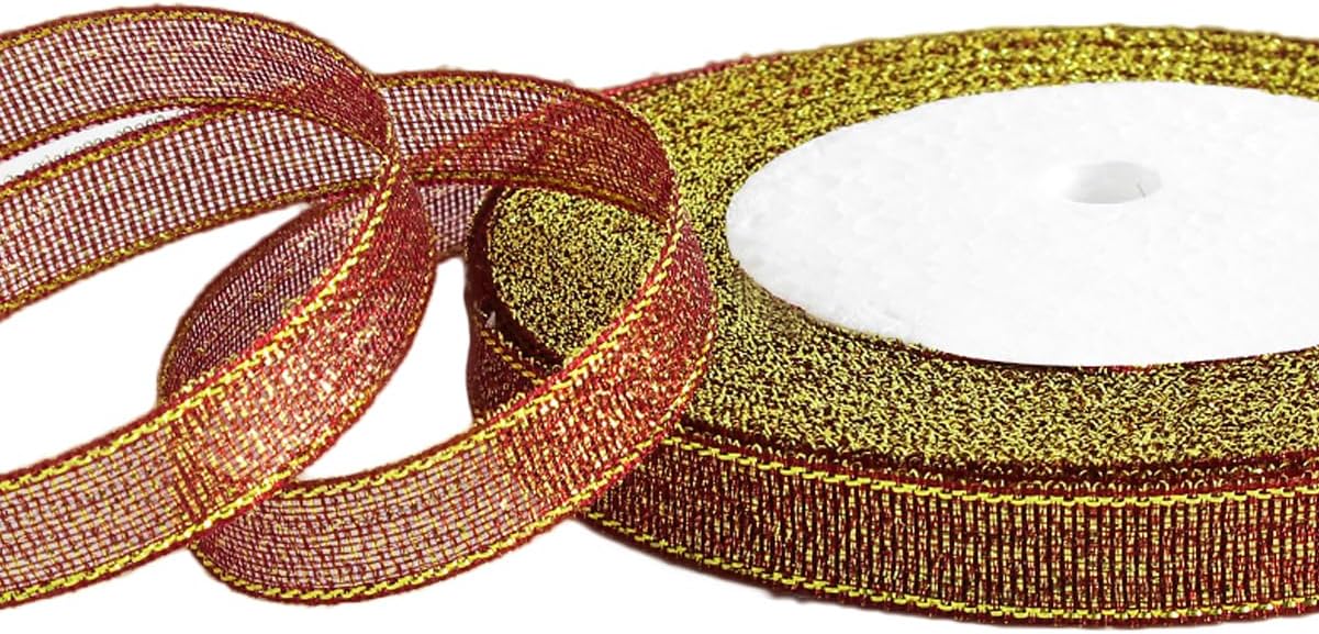 Amazon.com: Burgundy Glitter Ribbon 3/8 Inch x 25 Yards, Sparkly ...