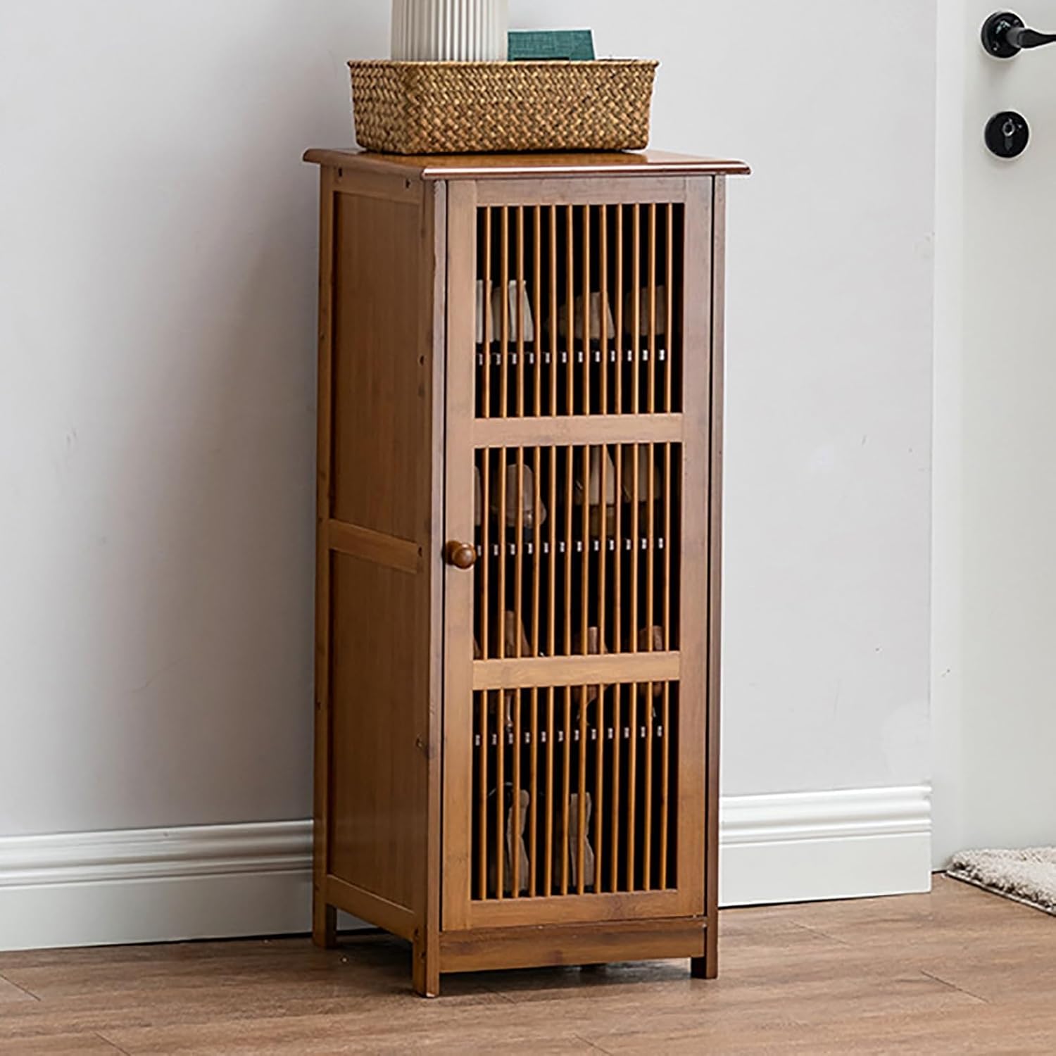 Amazon.com: WLYMQFC Shoe Cabinet, Bamboo Shoe Storage Cabinet, Tall ...