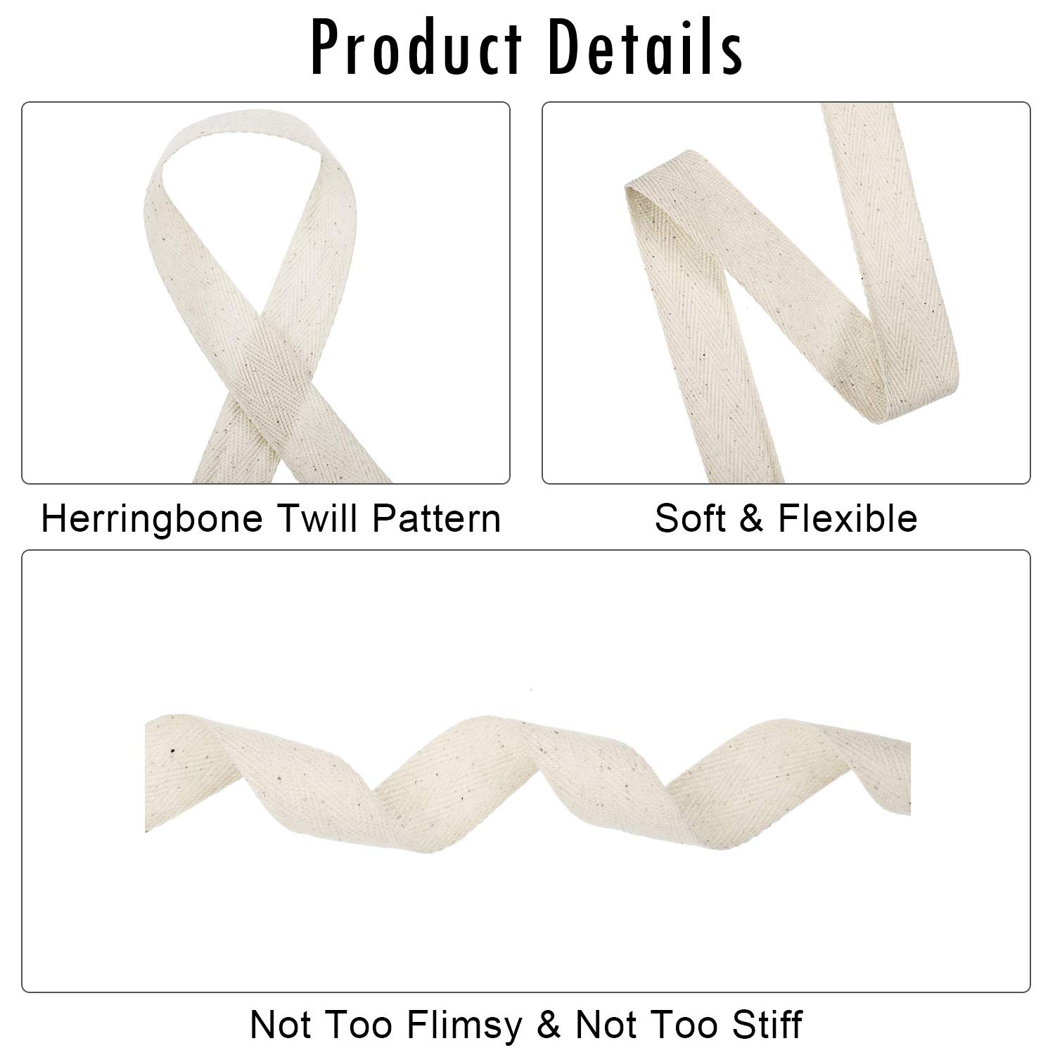 Snapklik.com : Soft Natural Twill Tape Ribbon Herringbone Webbing ...